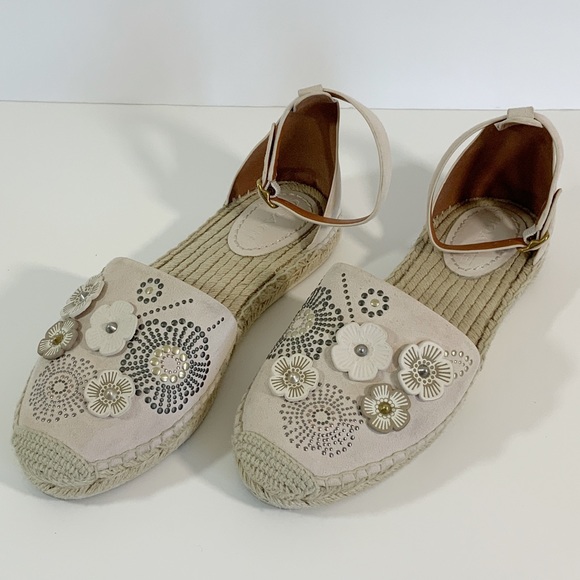 Coach | Shoes | Coach Chalk Astor Rivet Tea Rose Suede Espadrilles ...